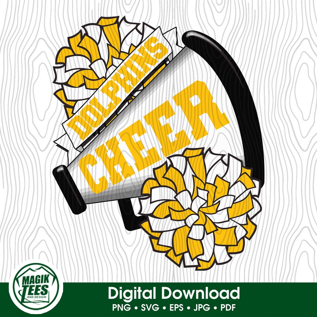 Dolphins Cheer School Spirit Digital Download Golden Yellow ...