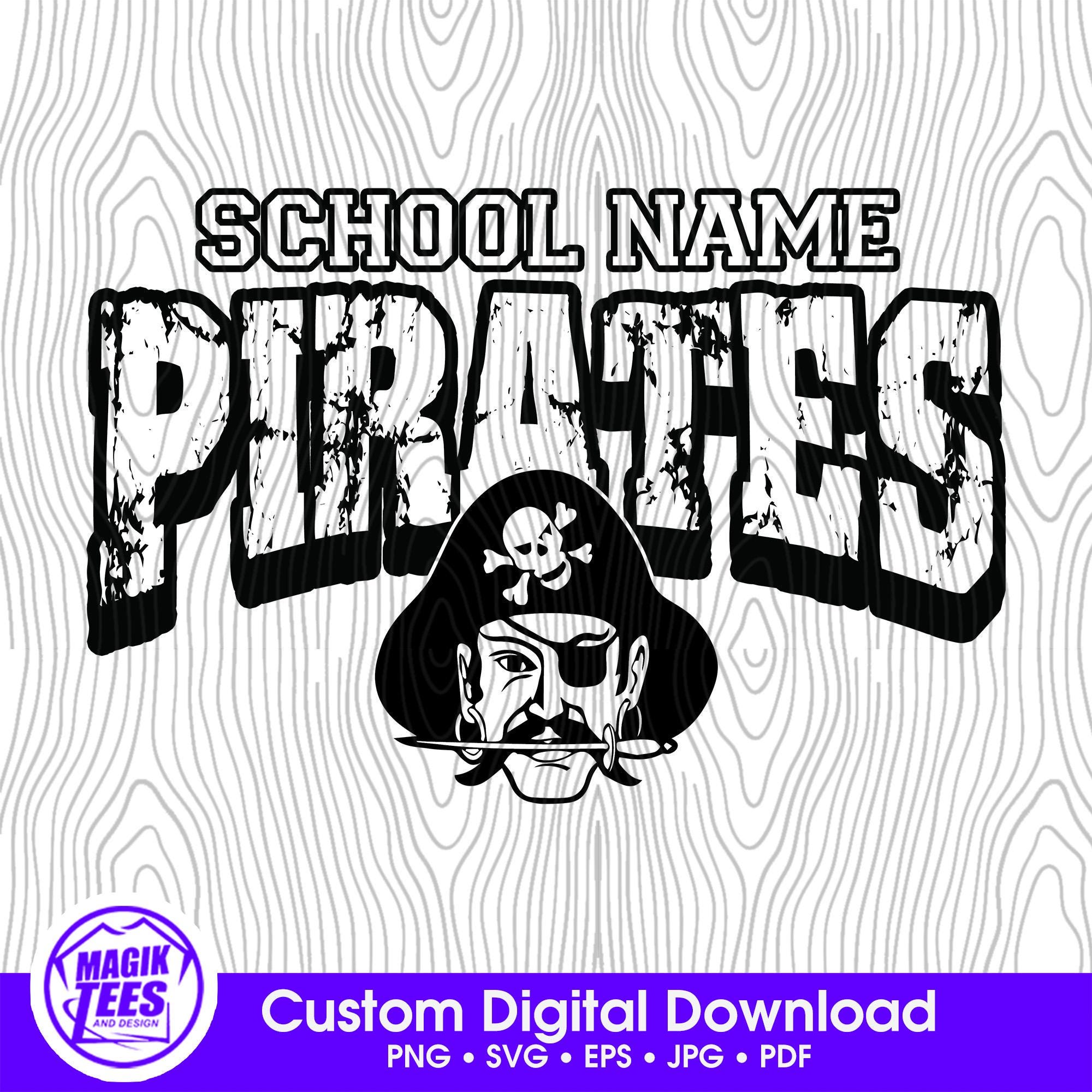 Pirates School Spirit Mascot | Personalize With School Name | Digital ...