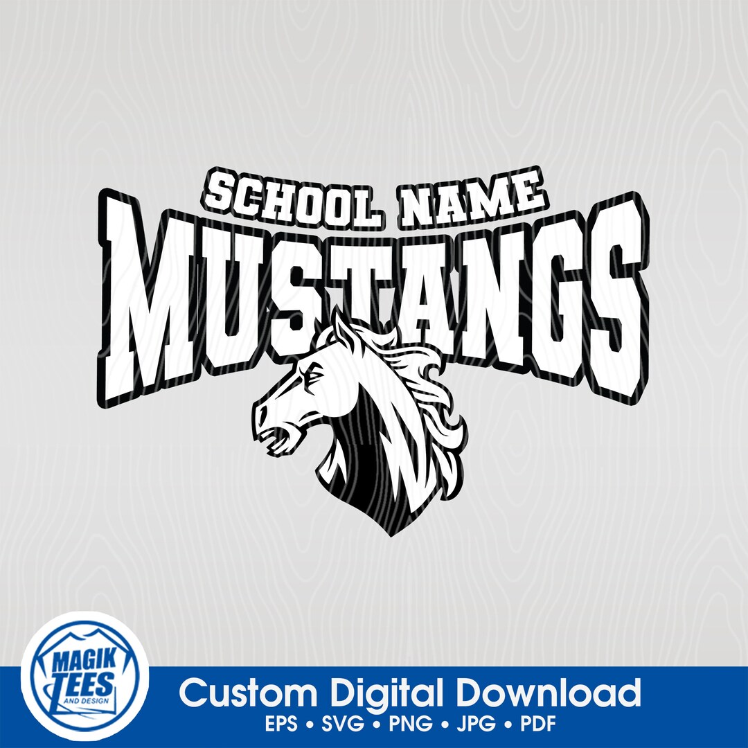 Mustangs Mascot School Spirit Custom Digital Download | Personalize ...