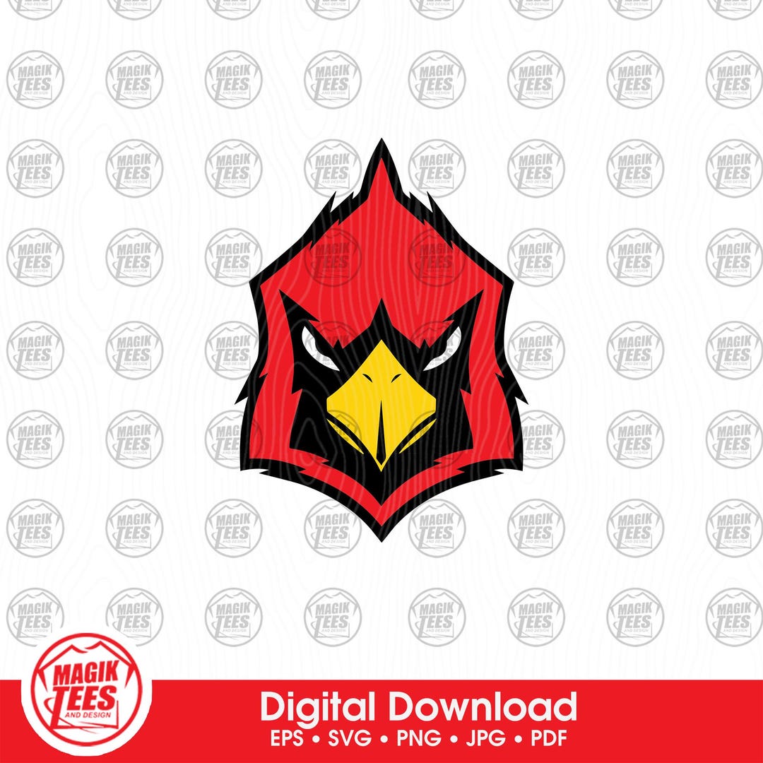 Cardinal Mascot Logo Red, Yellow | School Spirit Digital Download ...