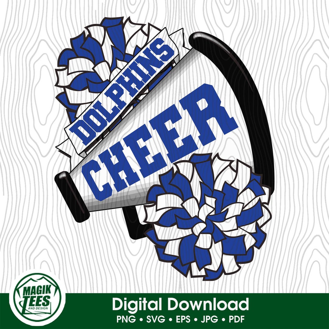 Dolphins Cheer School Spirit Digital Download Blue | Cheerleader Pride ...