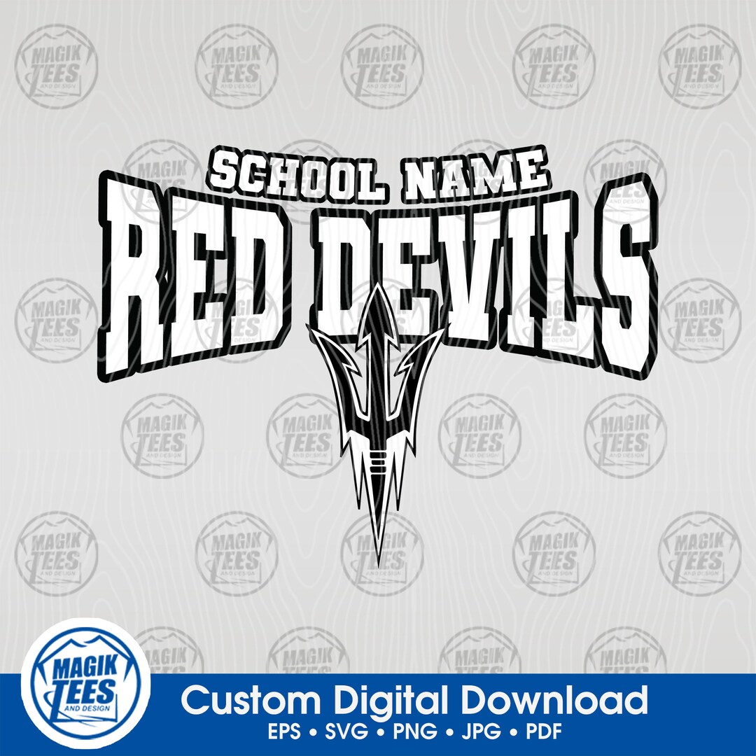 Red Devils Mascot School Spirit Custom Digital Download | Personalize ...