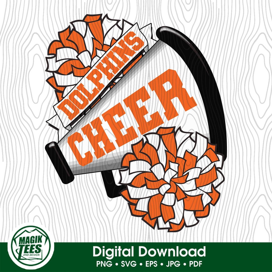 Dolphins Cheer School Spirit Digital Download Orange | Cheerleader ...