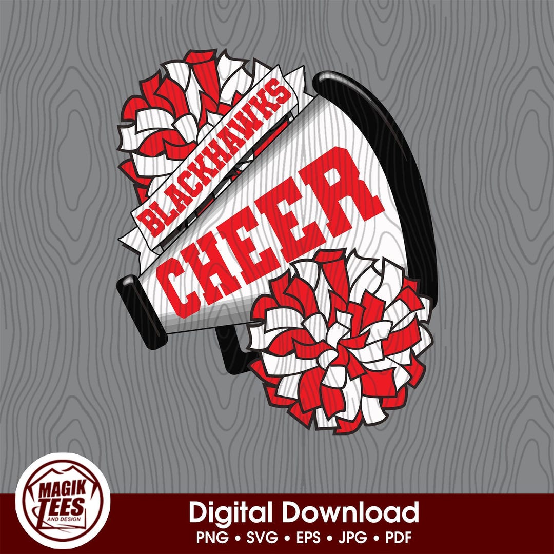 Blackhawks Cheer School Spirit Digital Download Red | Cheerleader Pride ...