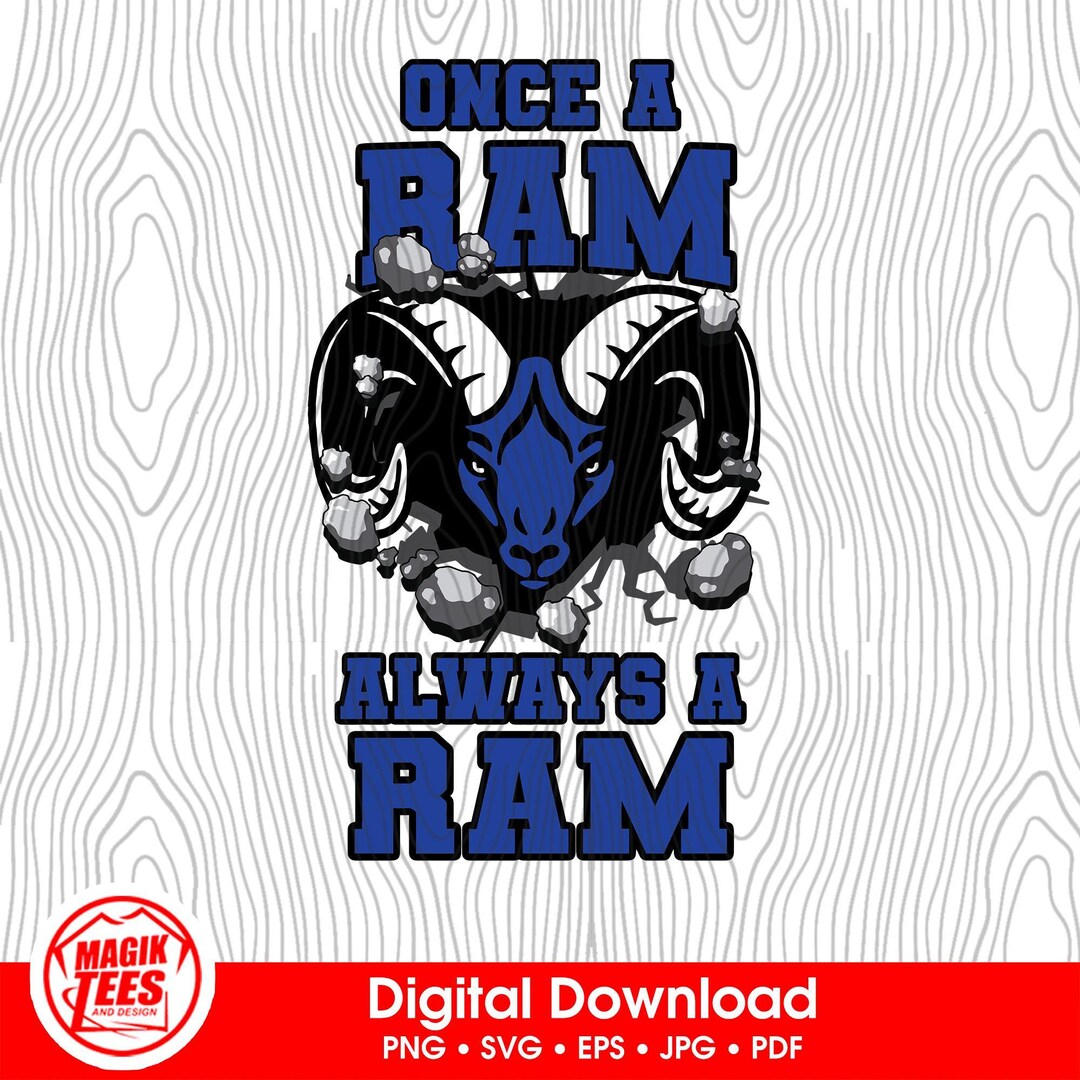 Once A Ram Always A Ram Blue | School Spirit Digital Download | Mascot ...