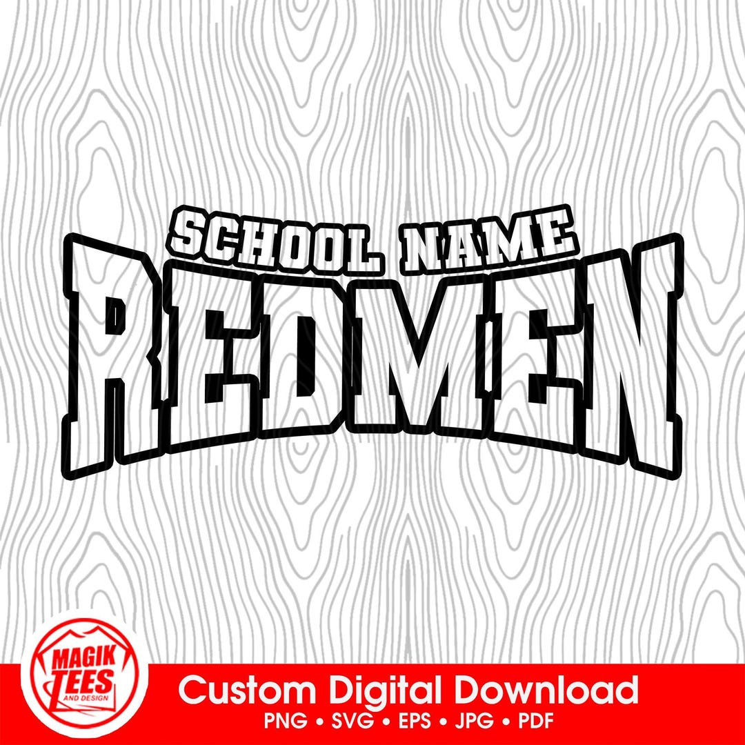 Redmen School Spirit Mascot | Personalize With School Name | Digital ...
