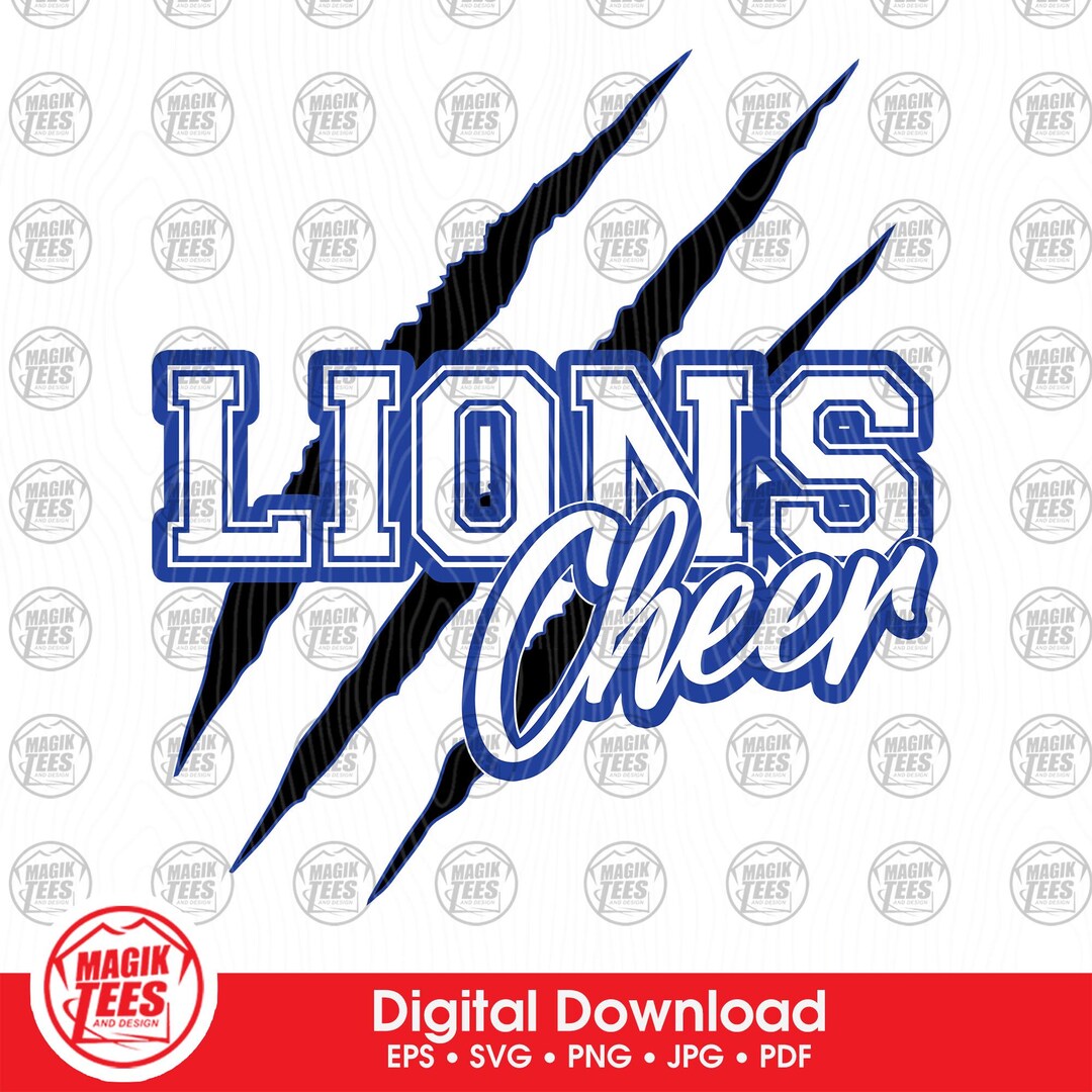 Lions Cheer School Spirit Digital Download Blue | Cheerleading Team ...