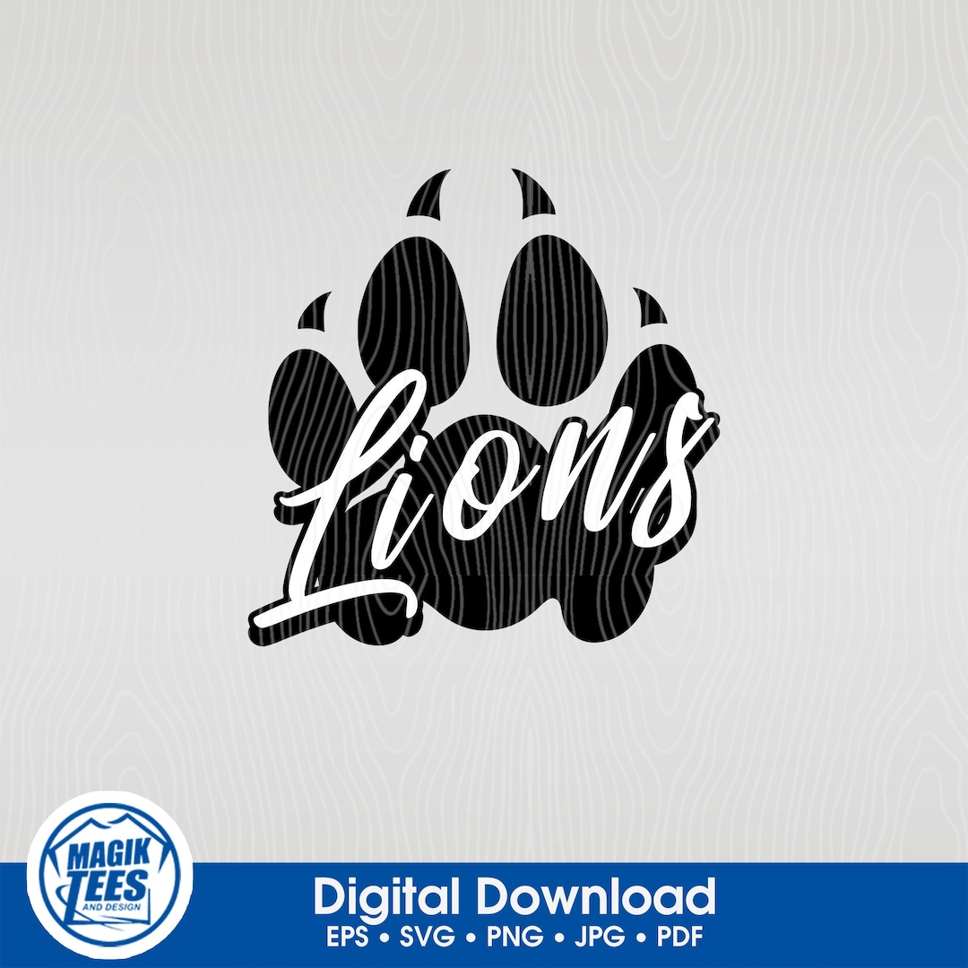 Lions School Spirit Mascot Paw Print Png, Eps, Jpg, Svg, Pdf - Etsy