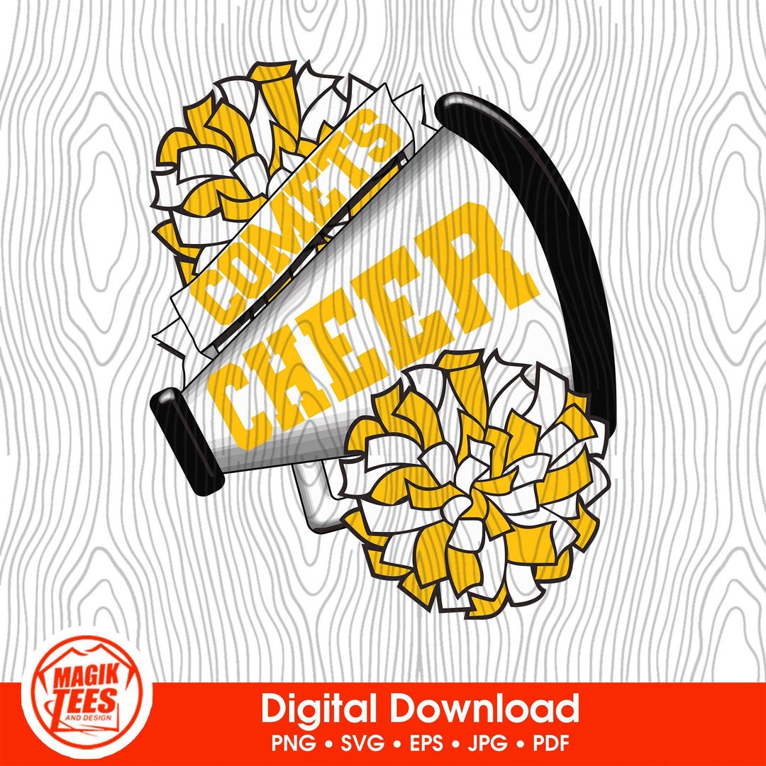 Comets Cheer School Spirit Digital Download Golden Yellow | Cheerleader ...