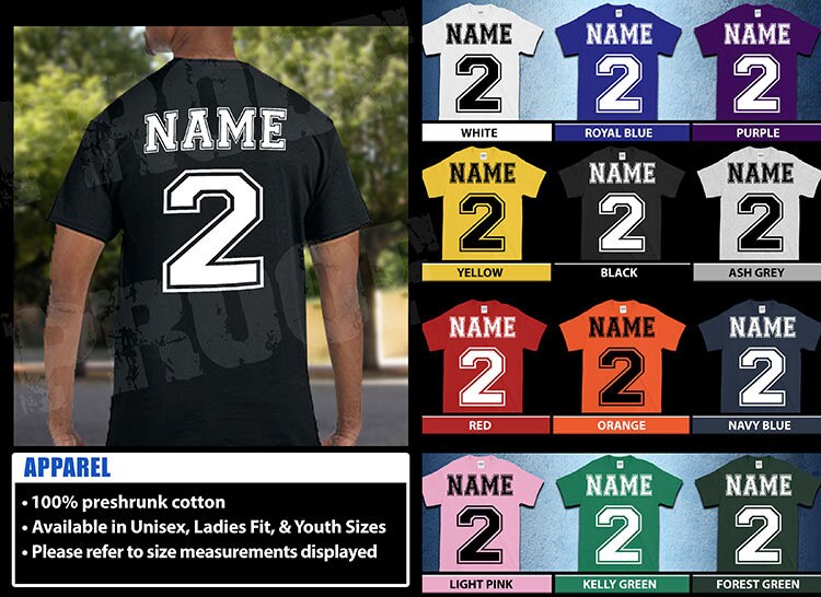 Add A Name Or Name Number T Shirt Back Design Only Type In Etsy Add A Name Or Name Number T Shirt Back Design Only Type In Etsy