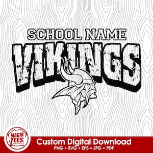 Vikings Mascot School Spirit Custom Digital Download | Personalize With ...