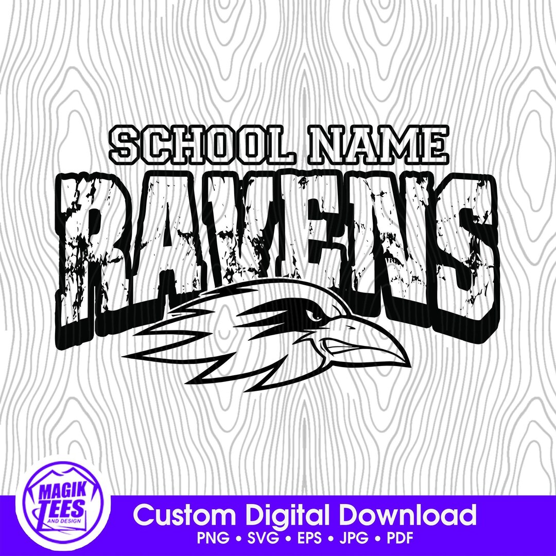 Ravens School Spirit Mascot | Personalize With School Name | Digital ...