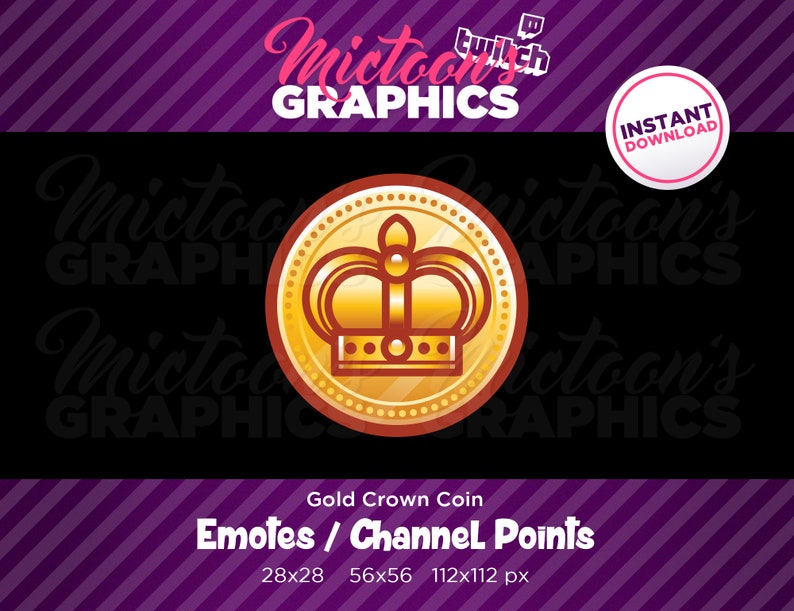 Twitch Gold Crown Coin Emote / Gaming Channel Point / Streamer Graphics ...