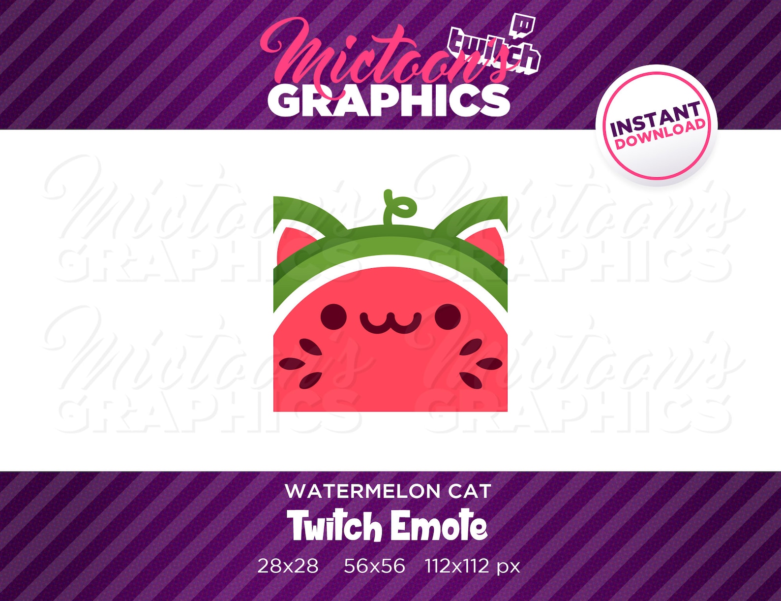 Twitch Emote / Kawaii Watermelon Cat / Streamer Graphics / Discord ...