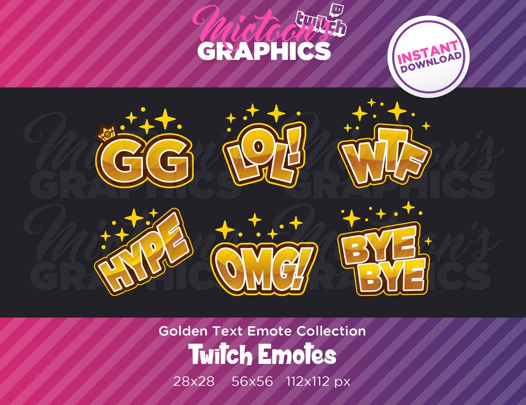 Twitch Emote / Text / Golden / Streamer Graphics / Discord / Gamer / GG ...