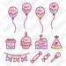 Kawaii Cute Birthday Cake Party Clipart - EPS & PNG - Illustrations for ...