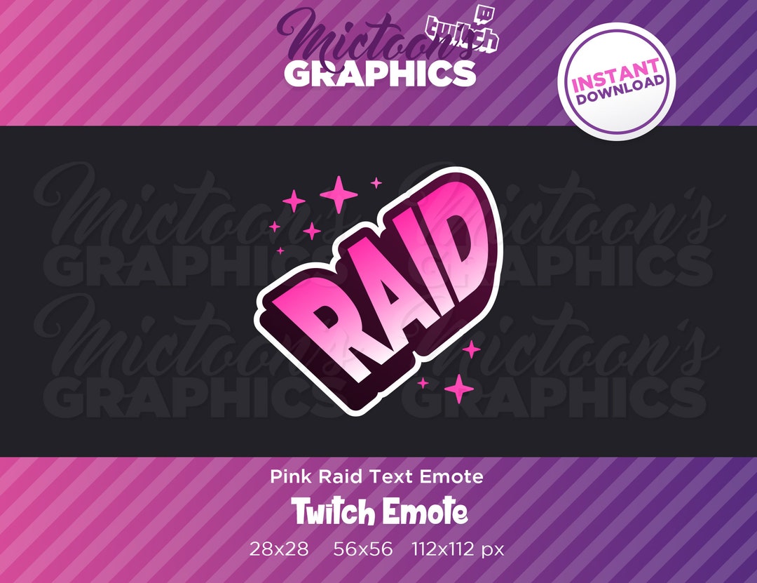 Twitch Raid Emote / Text / Streamer Graphics / Discord / Gamer / Pink ...