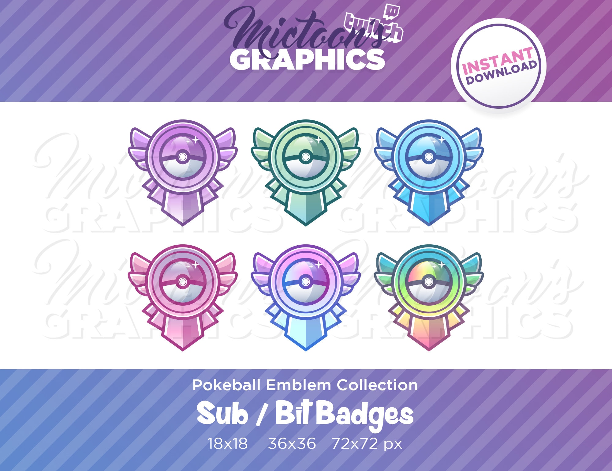 Twitch Pokeball Emblem Collection / Sub Badges / Bit Badges ...