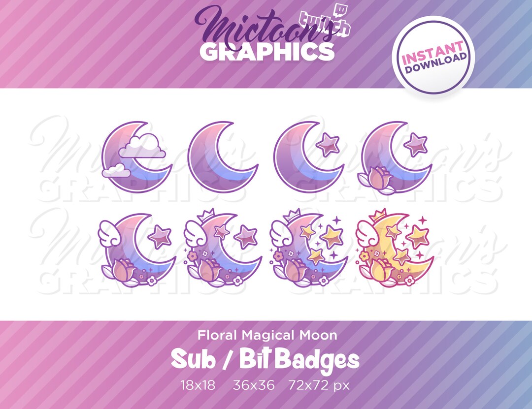 Twitch Moon Sub Badges / Bit Badges / Streamer Graphics / Discord ...