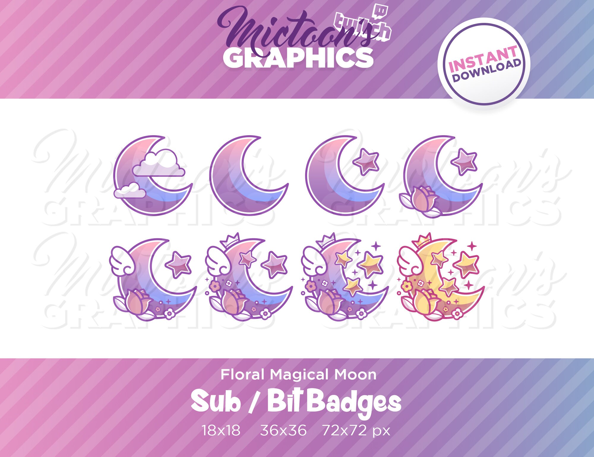 Twitch Moon Sub Badges / Bit Badges / Streamer Graphics / Discord ...