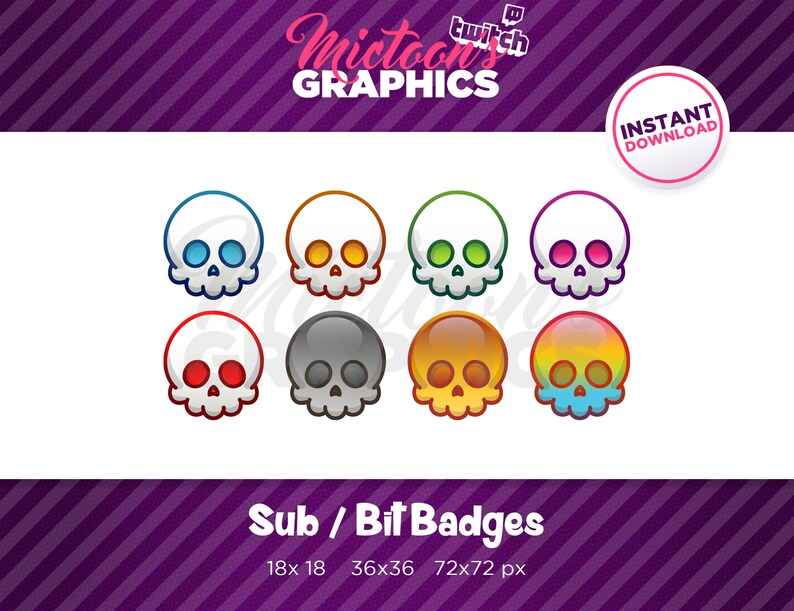 Twitch Skull Sub Badges / Bit Badges - Etsy