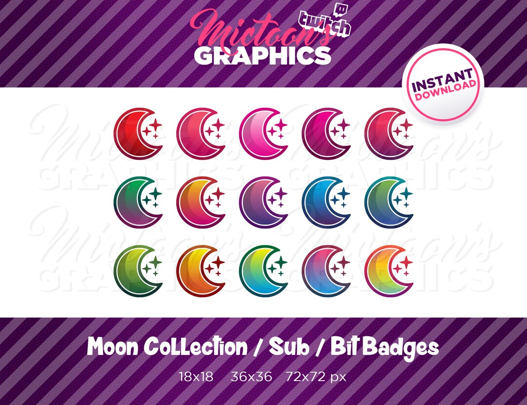Twitch Moon Collection Sub Badges / Bit Badges / Streaming Graphics - Etsy