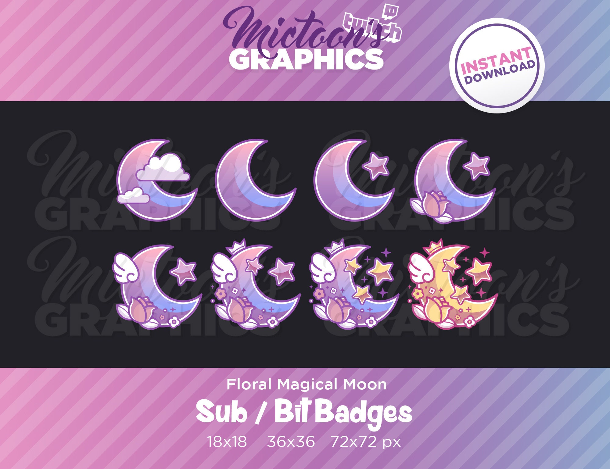 Twitch Moon Sub Badges / Bit Badges / Streamer Graphics / Discord ...