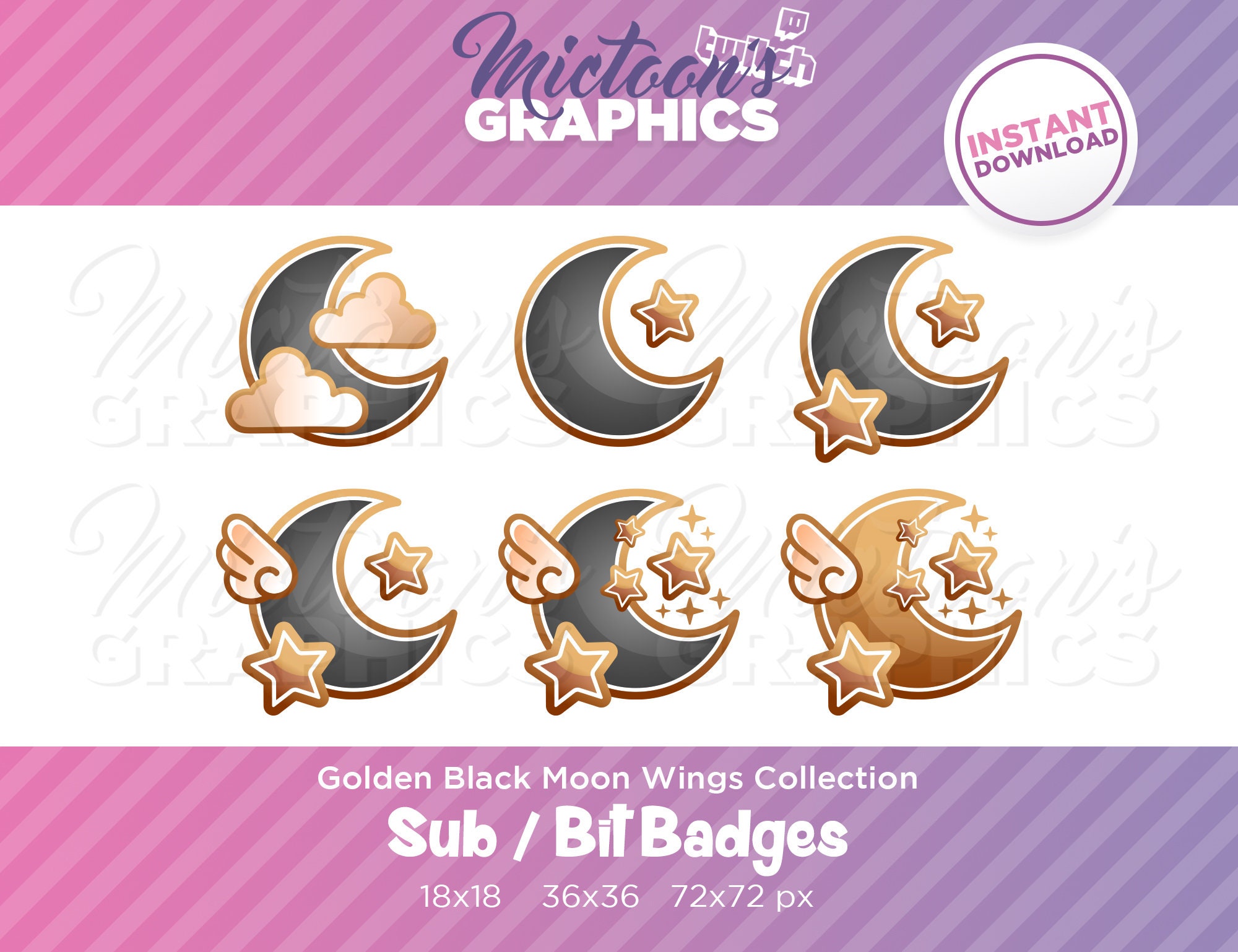 Twitch Moon Sub Badges / Bit Badges / Streamer Graphics / - Etsy