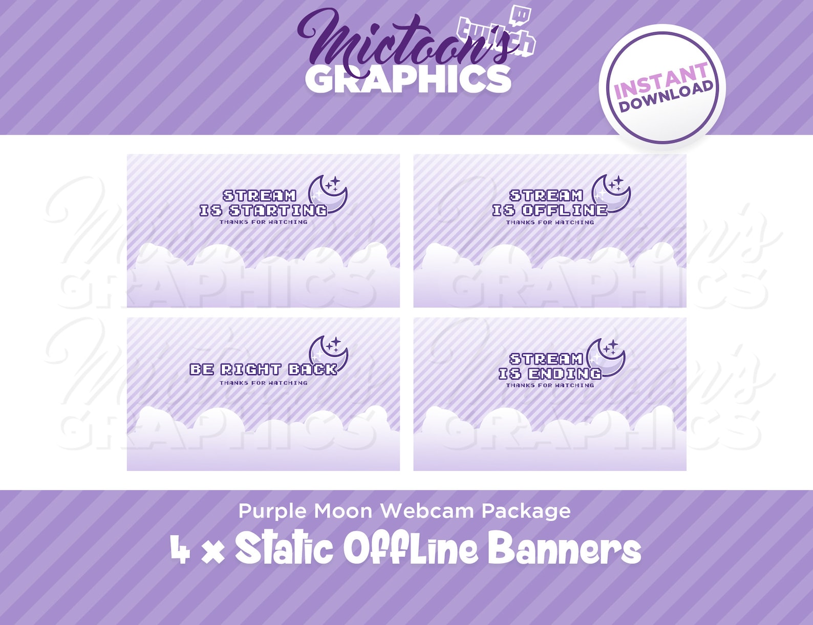 Twitch Moon Stream Overlay / Kawaii / Cute / Streamer Graphics - Etsy