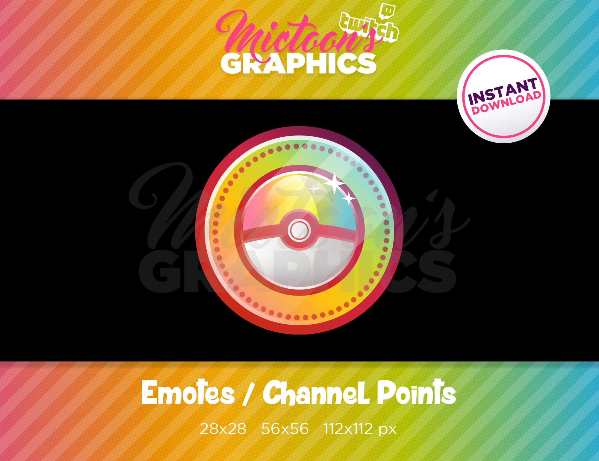 Twitch Rainbow Pokeball Coin Emote / Channel Point / Streamer - Etsy