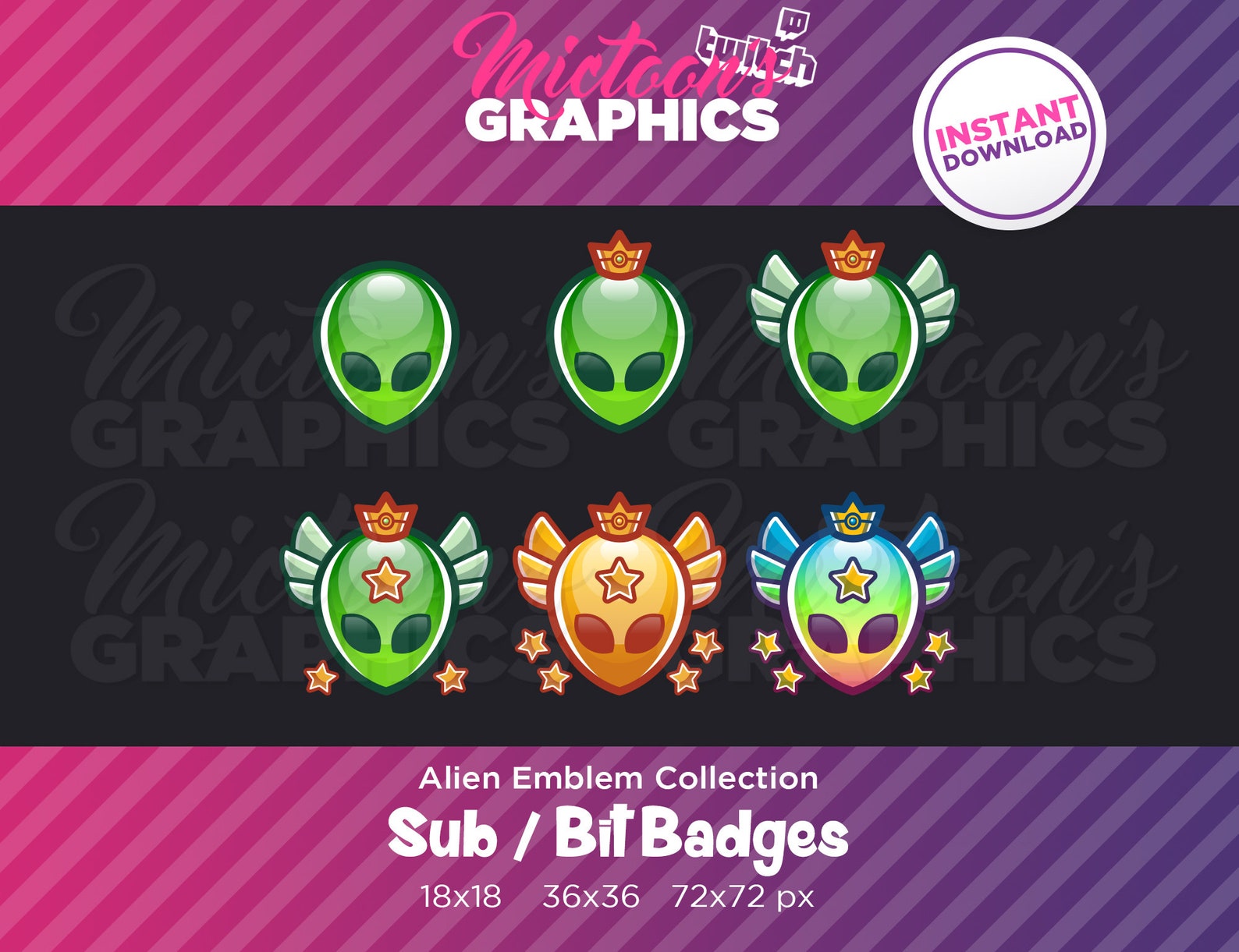 Twitch Alien Sub Badges / Cheer Bit Badges / Streamer Graphics - Etsy
