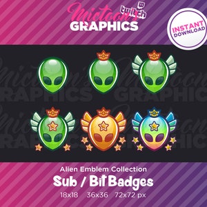 Twitch Alien Sub Badges / Cheer Bit Badges / Streamer Graphics ...