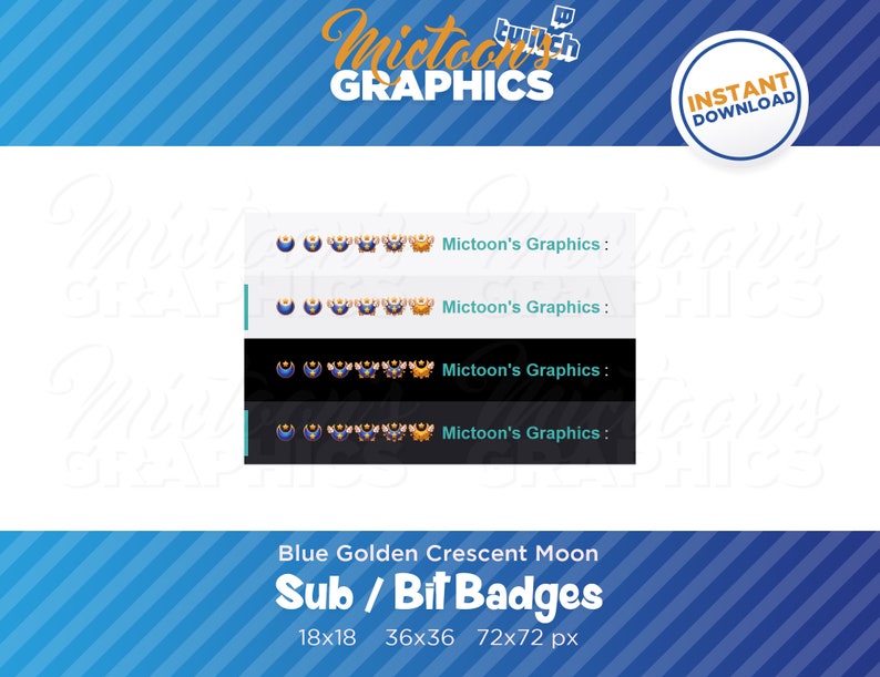 Twitch Crescent Moon Emblem Collection Sub Badges / Bit Badges ...