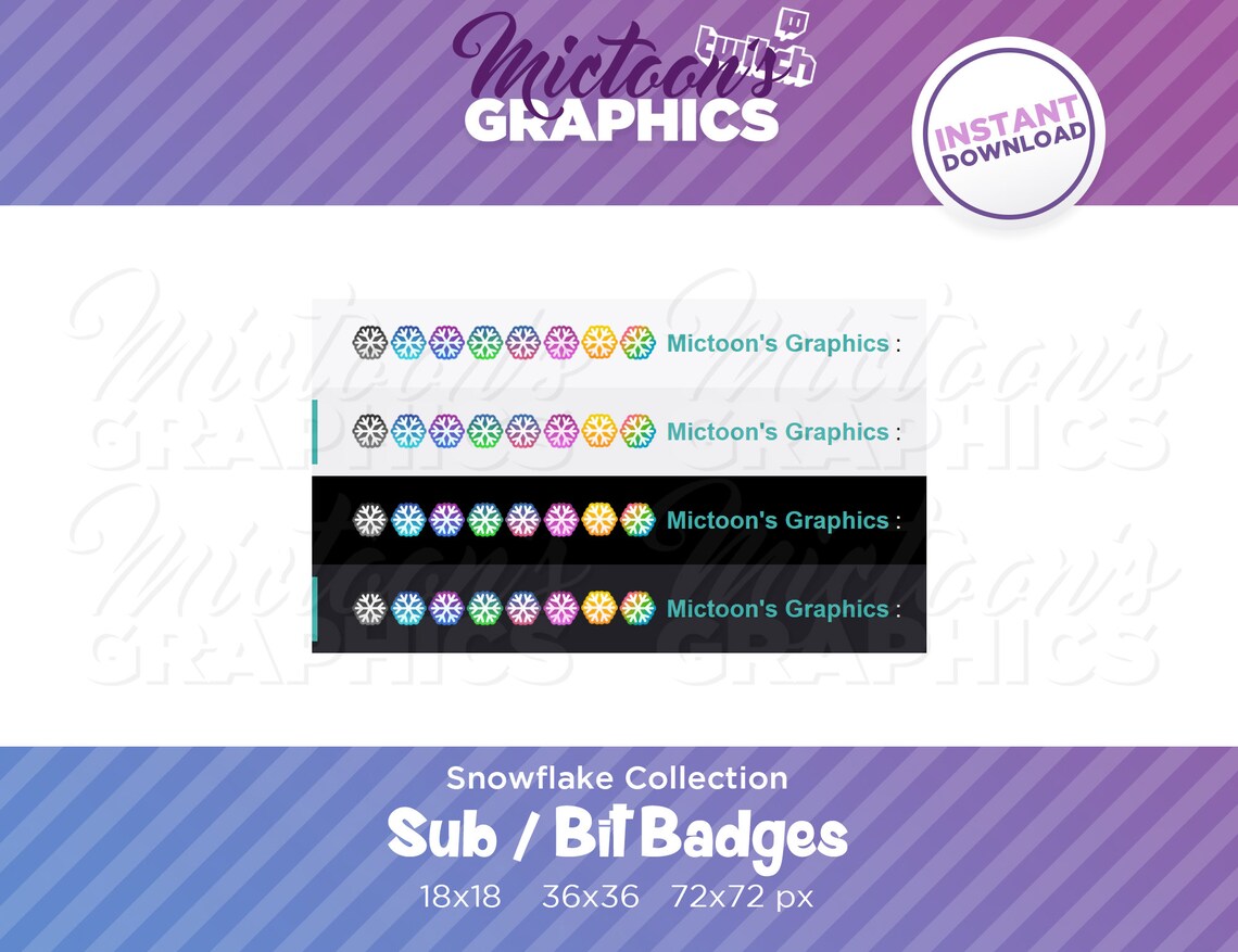 Twitch Snowflake Sub Badges / Bit Badges / Streamer Graphics / Discord ...