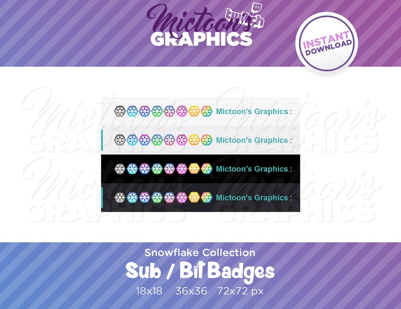 Twitch Snowflake Sub Badges / Bit Badges / Streamer Graphics / Discord ...