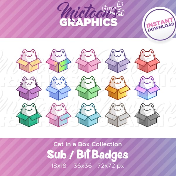 Twitch Sub Badges Cat in Box - Etsy