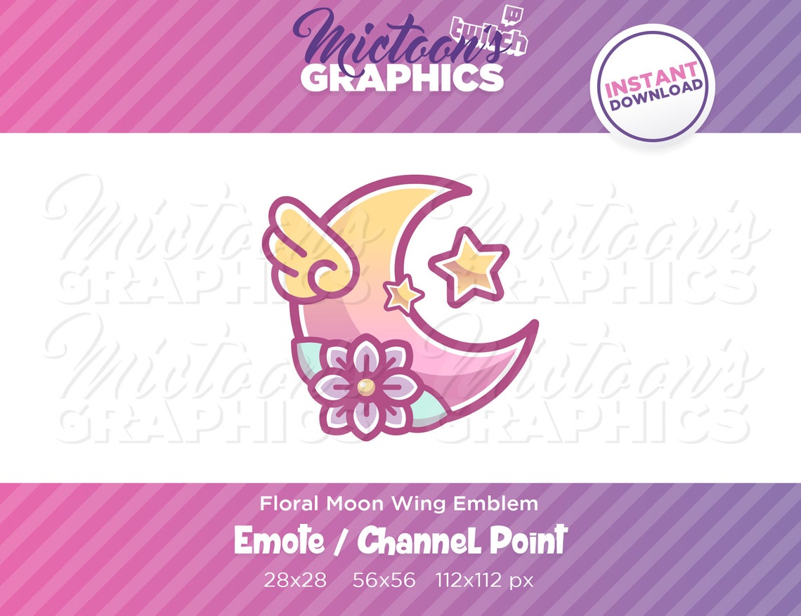 Twitch Floral Wing Moon / Emote / Channel Point / Streamer | Etsy