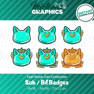Twitch Kitty Cat Moon Emblem Collection Sub Badges / Bit Badges ...