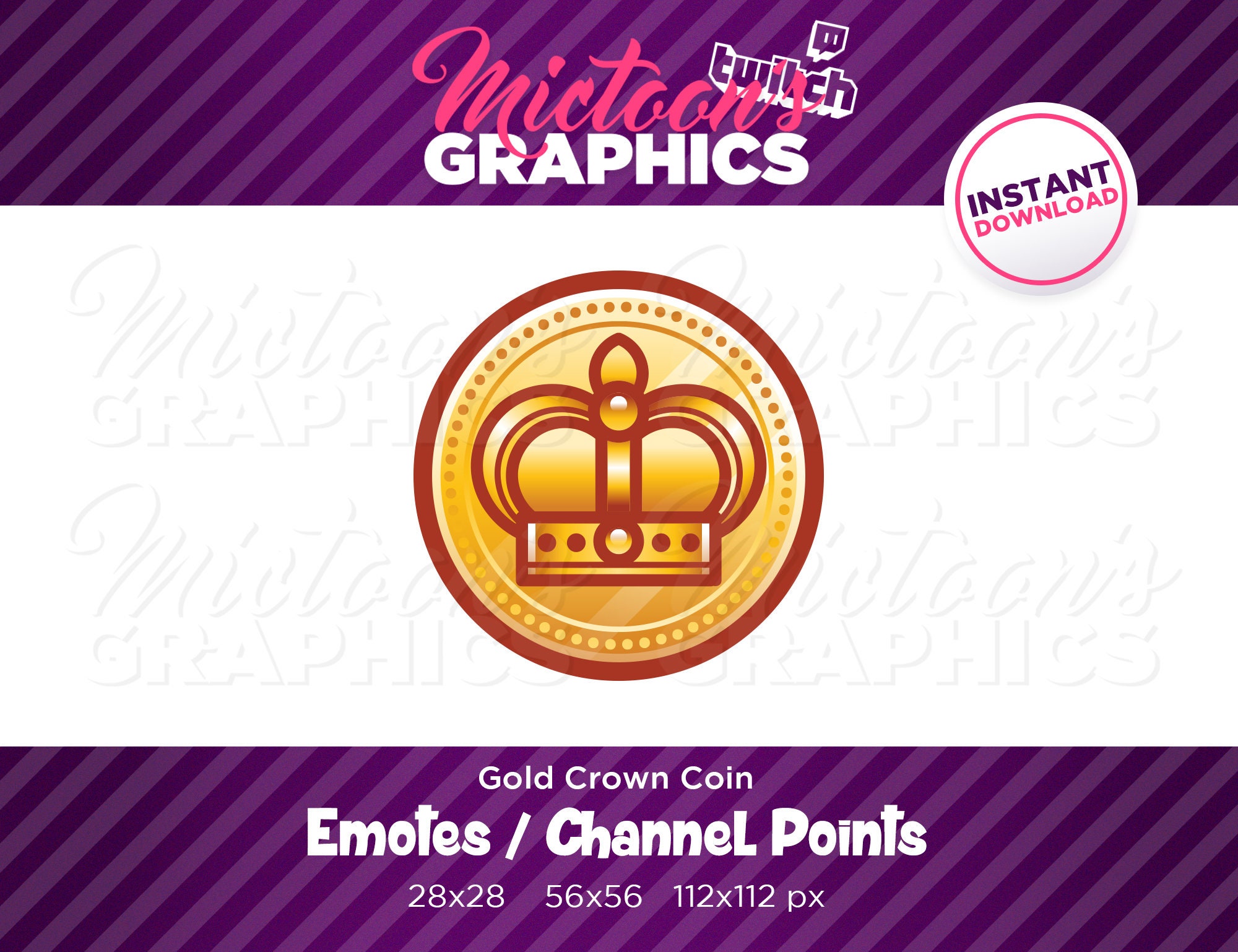 Twitch Gold Crown Coin Emote / Gaming Channel Point / Streamer Graphics ...