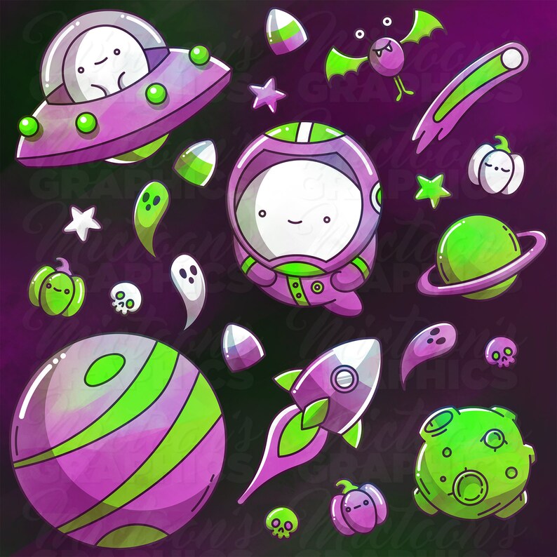 Halloween Space Ghost - Clip Arts - PNG - Digital Instant Download ...