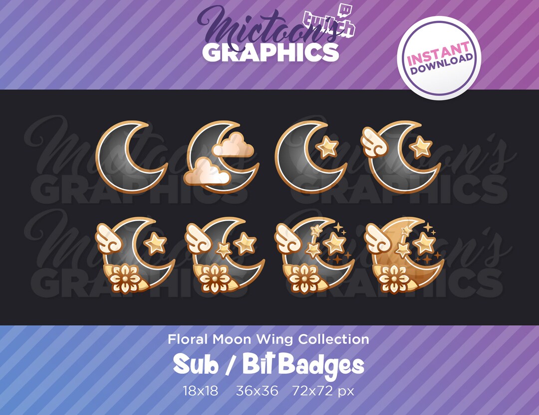 Twitch Moon Sub Badges / Bit Badges / Streamer Graphics / Discord ...