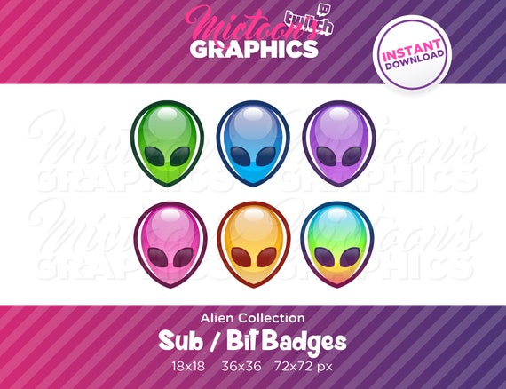 Twitch Alien Sub Badges / Cheer Bit Badges / Streamer Graphics | Etsy
