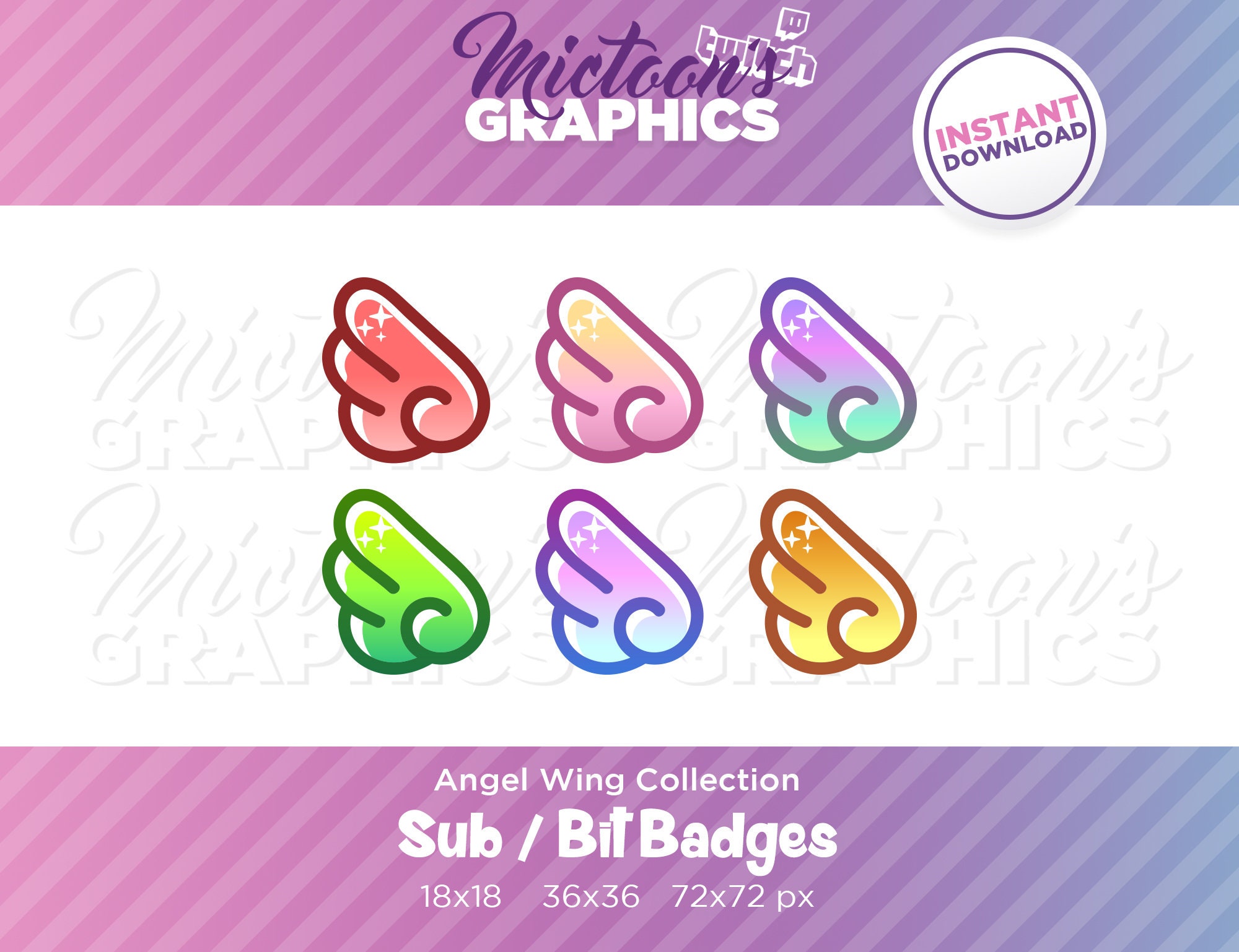 Twitch Wing Collection Sub Badges / Bit Badges / Streamer Graphics ...