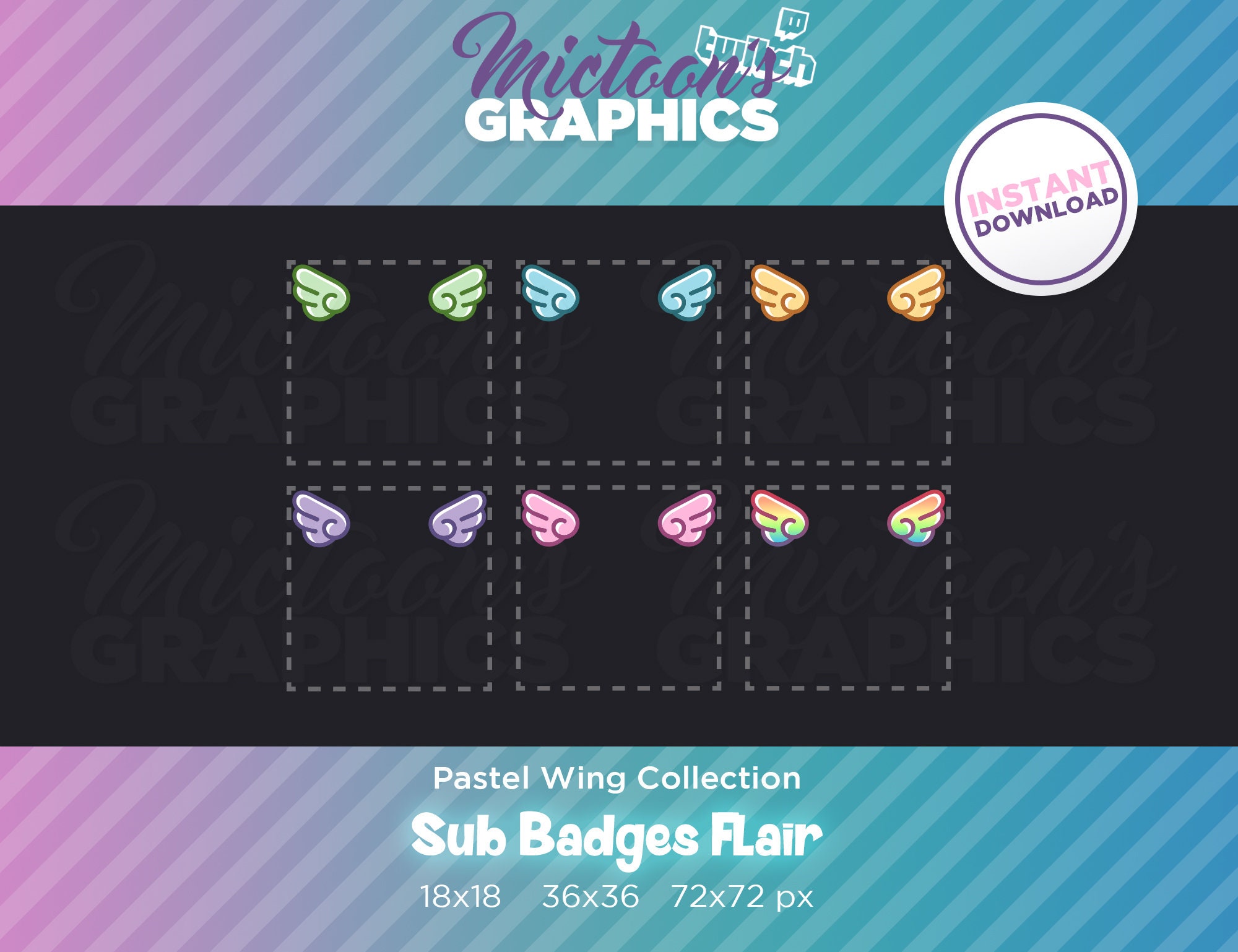 Twitch Sub Badge Flair / Wings / Streamer Graphics / Gamer / Aesthetic ...