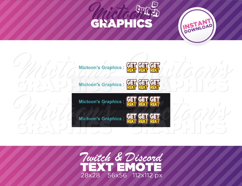 Twitch Get Rekt Emote / Text / Streamer Graphics / Discord / - Etsy