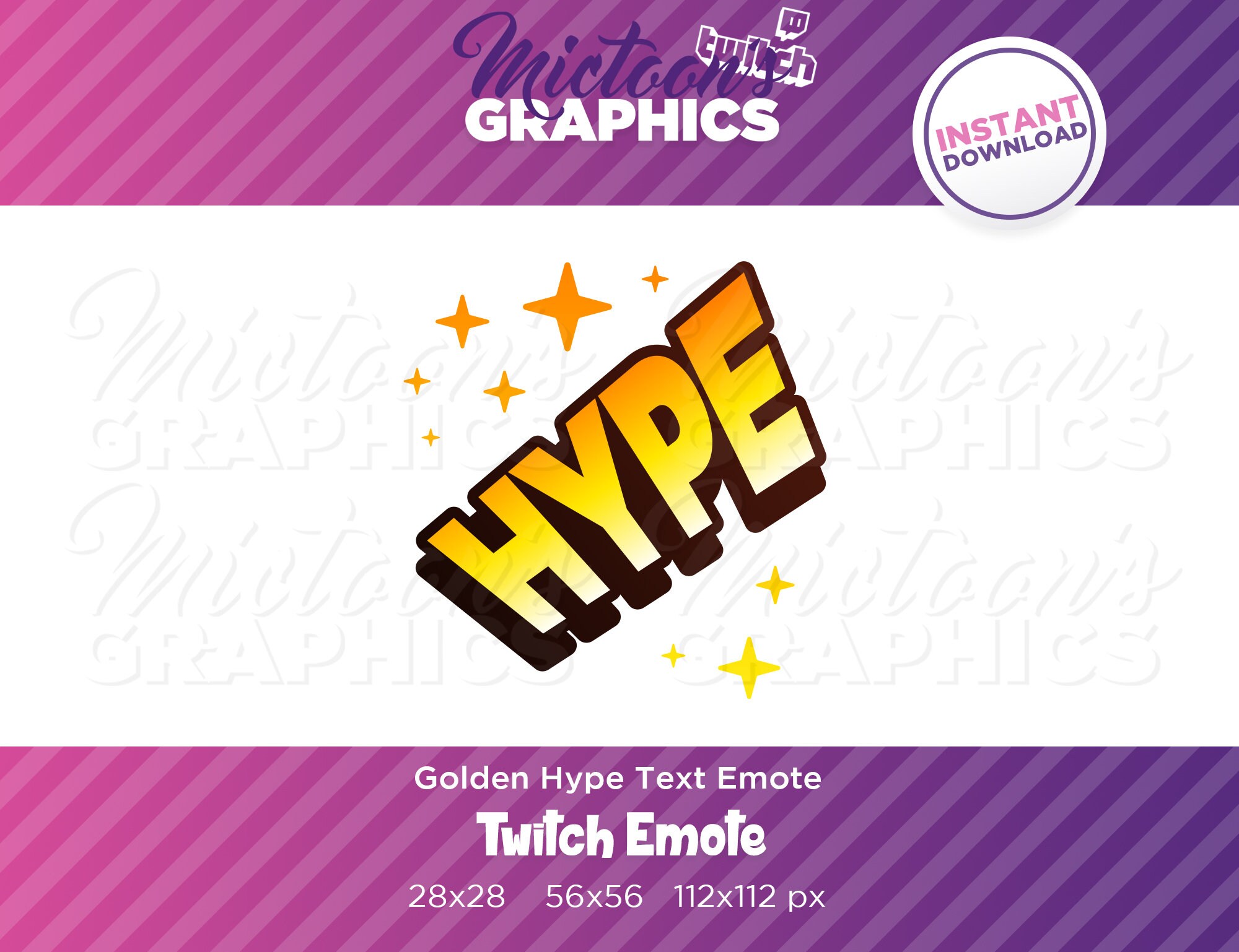 Twitch Hype Emote / Text / Streamer Graphics / Discord / Gamer / Gold ...