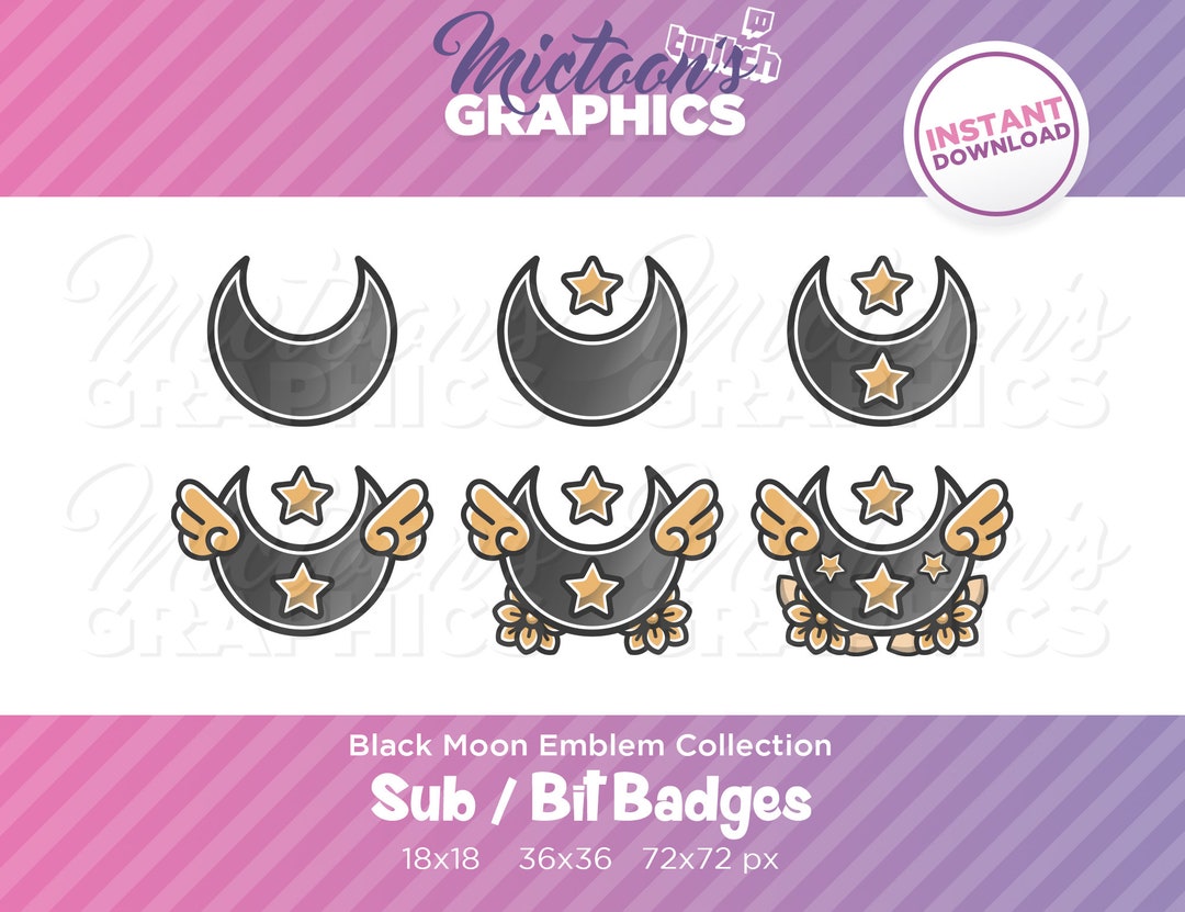 Twitch Moon Emblem Sub Badges / Bit Badges / Streamer Graphics ...