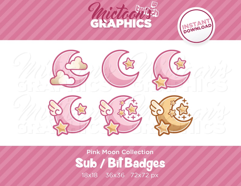 Twitch Moon Sub Badges / Bit Badges / Streamer Graphics / Discord ...