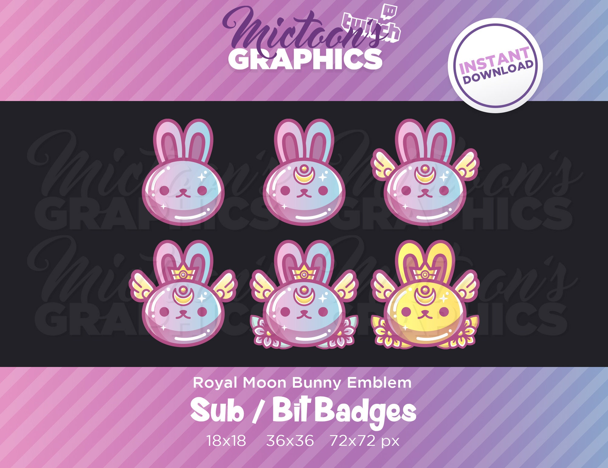 Twitch Bunny Sub Badges / Bit Badges / Streamer Graphics / - Etsy