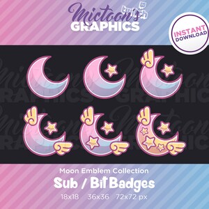Twitch Moon Star Emblem Collection Sub Badges / Bit Badges / Subscriber ...